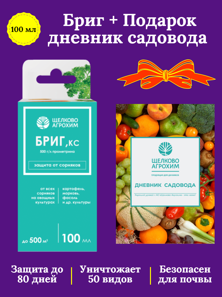«Бриг» 100 мл+подарок Дневник Садовода. Гербицид для защиты от сорняков.