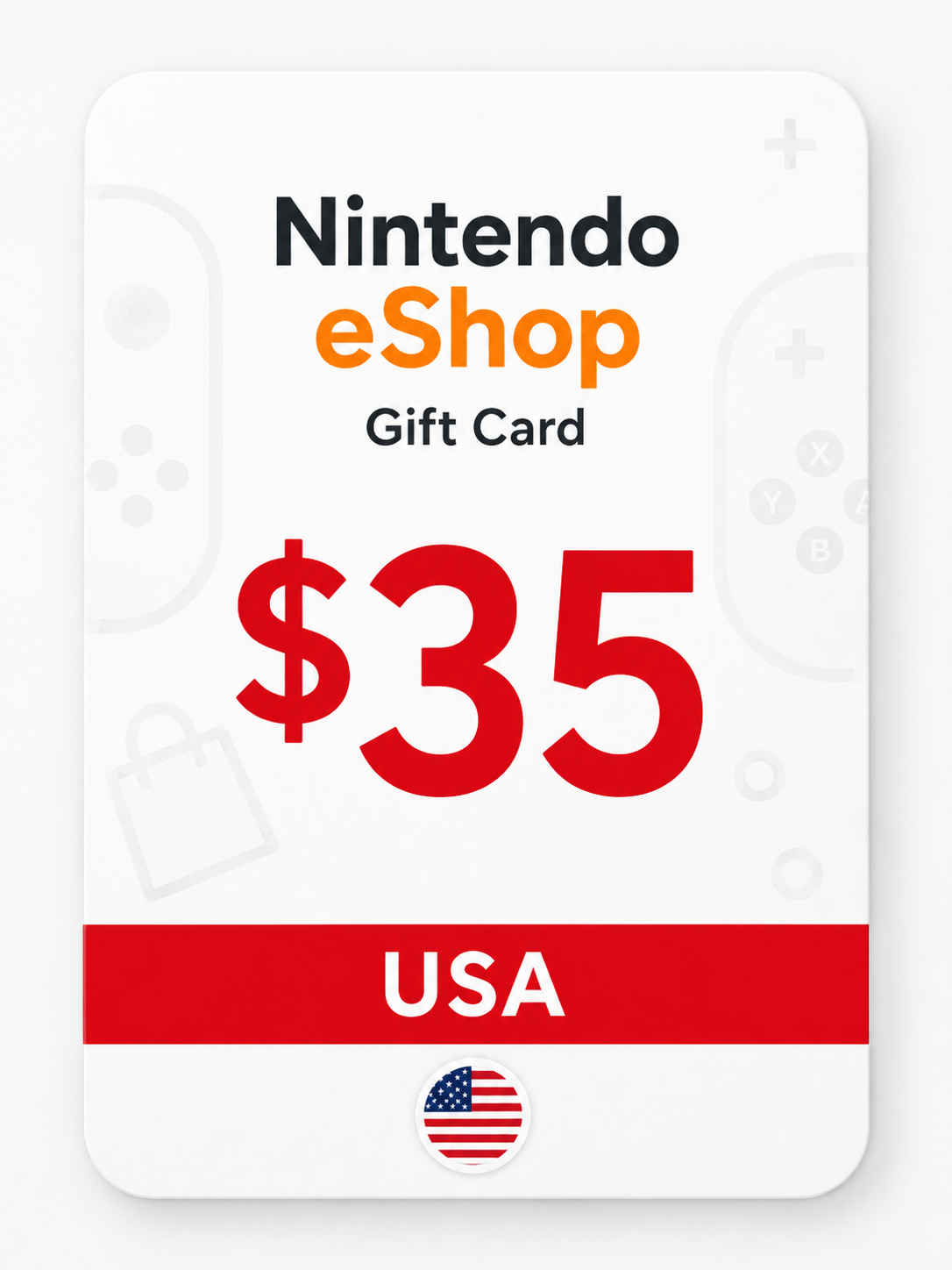 Nintendo eShop подарочная карты для региона США. Номинал карты: 35$