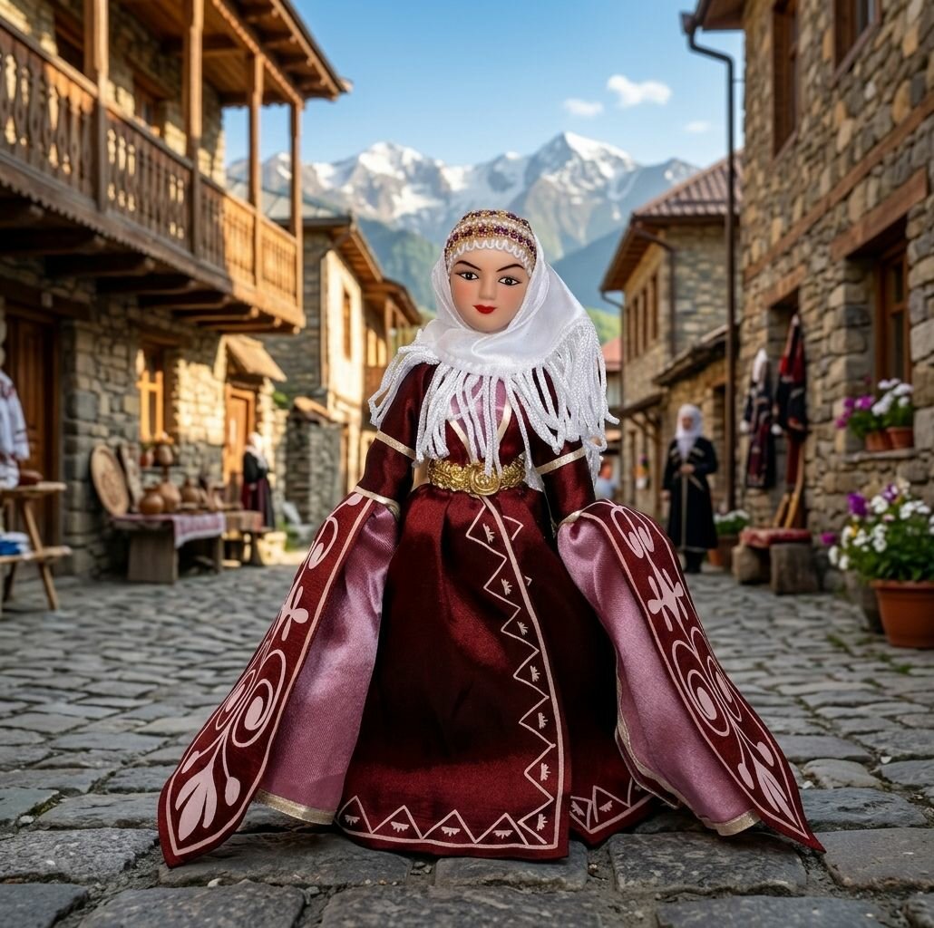 Кукла коллекционная в карачаевском праздничном костюме