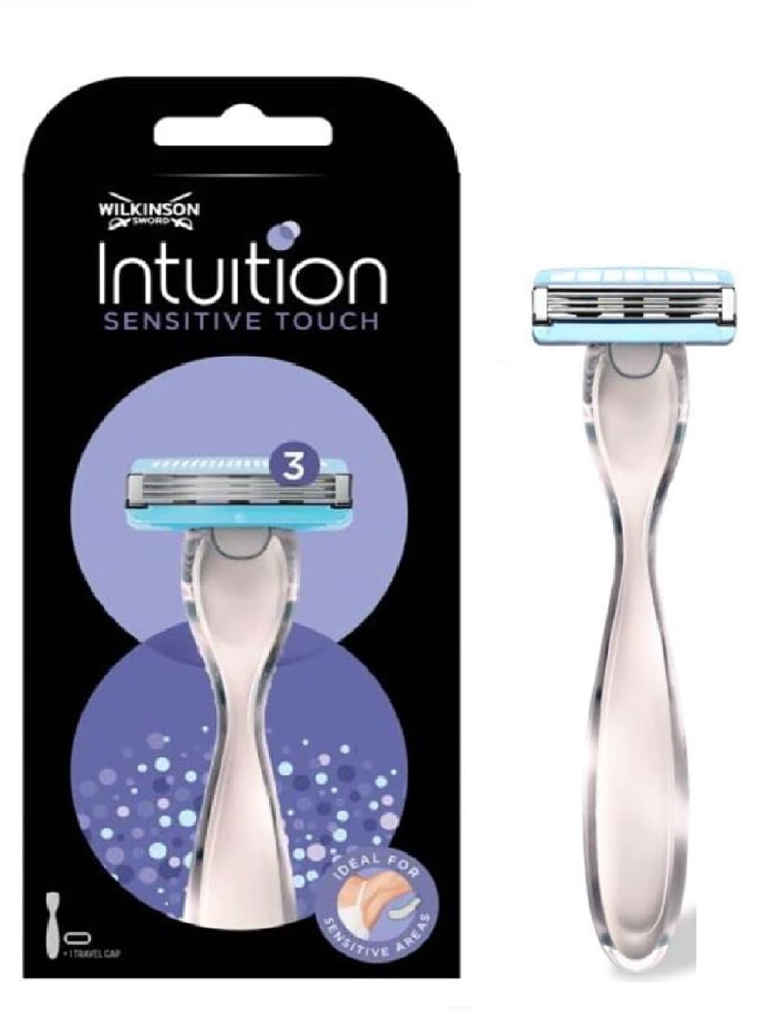 Wilkinson Sword Intuition Sensitive TOUCH / Бритва женская с 1 сменной кассетой ( 3 лезвия)