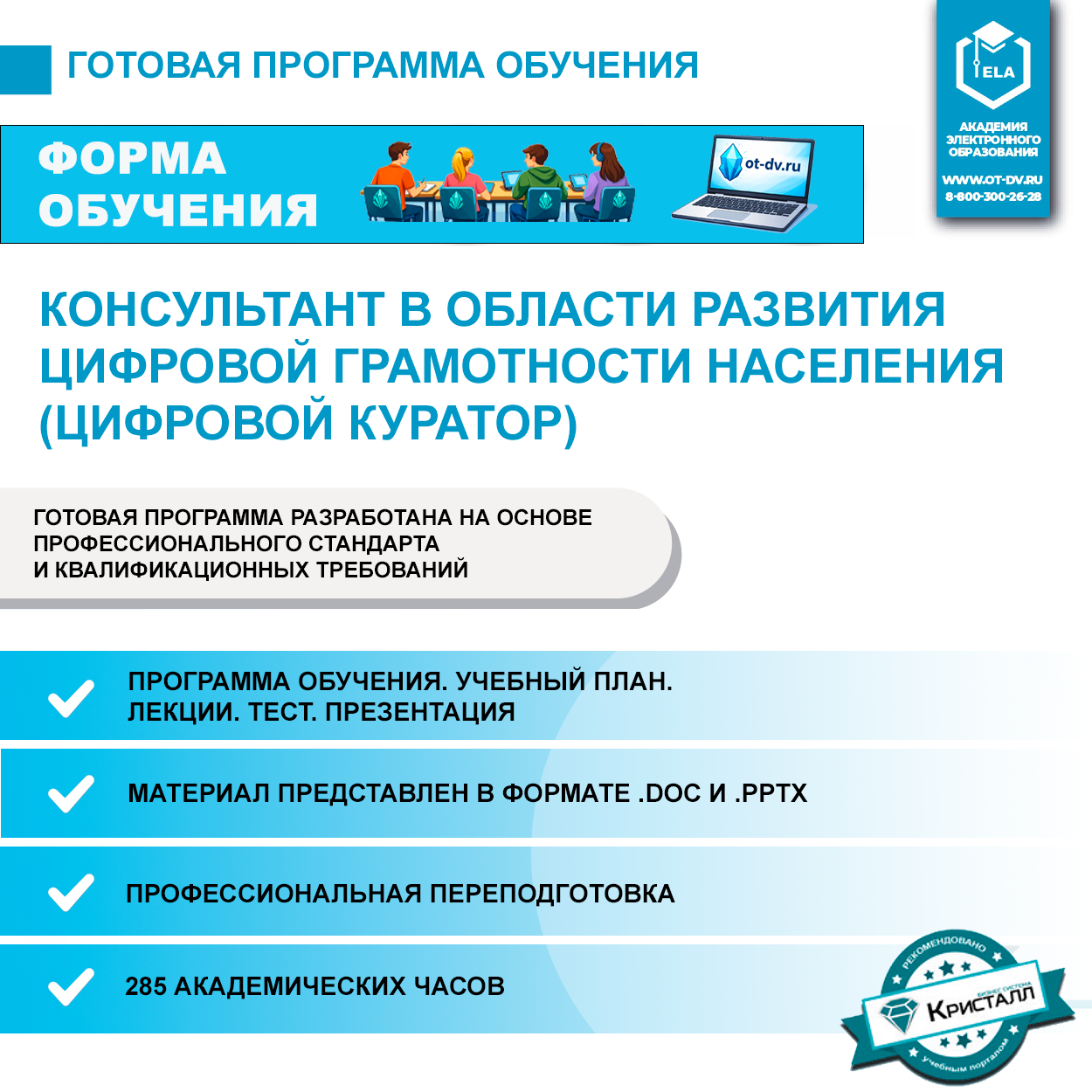 Комплект учебной программы: Консультант в области развития цифровой грамотности населения (цифровой куратор)