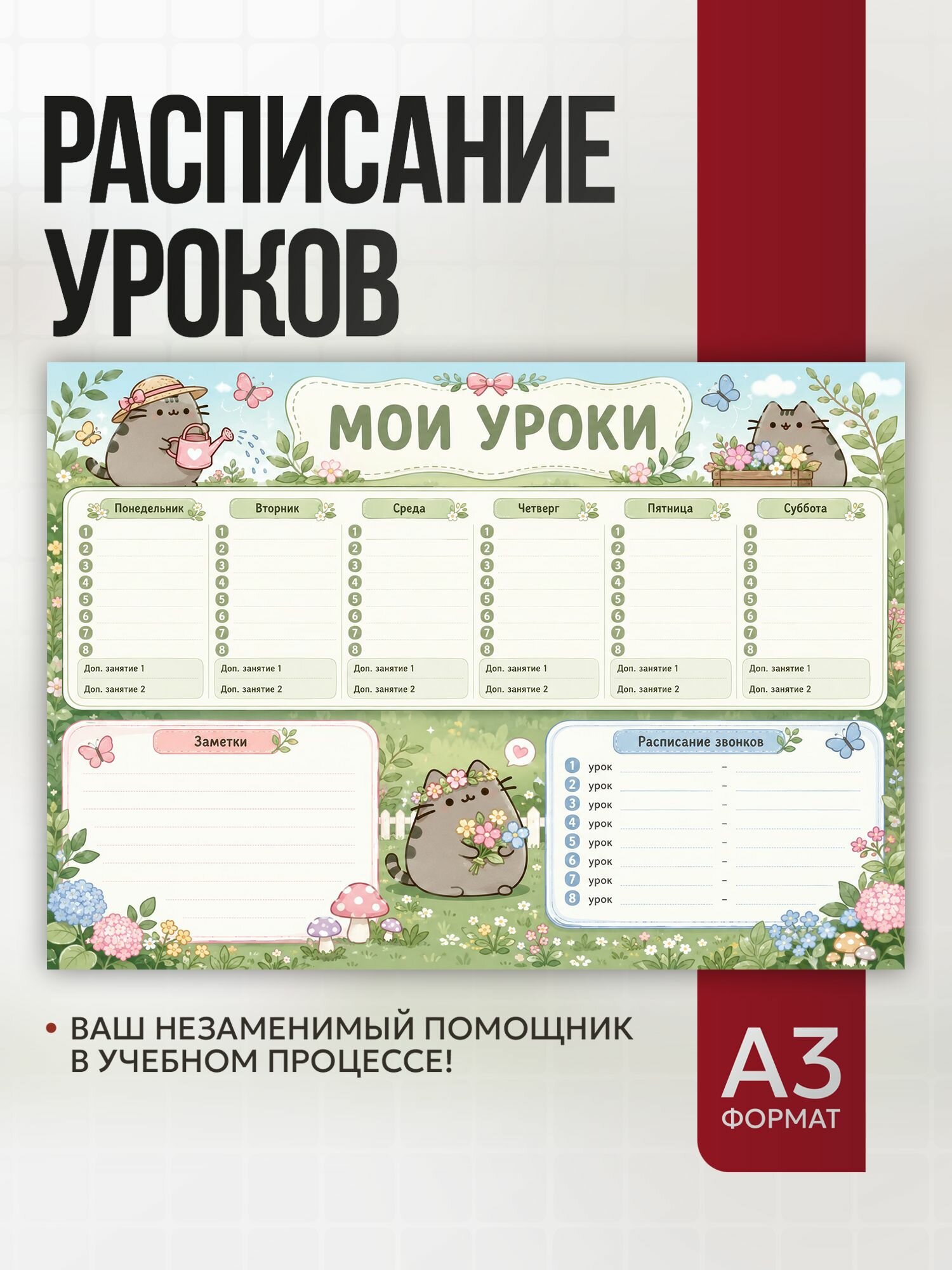 Расписание уроков Pusheen, кот Пушин