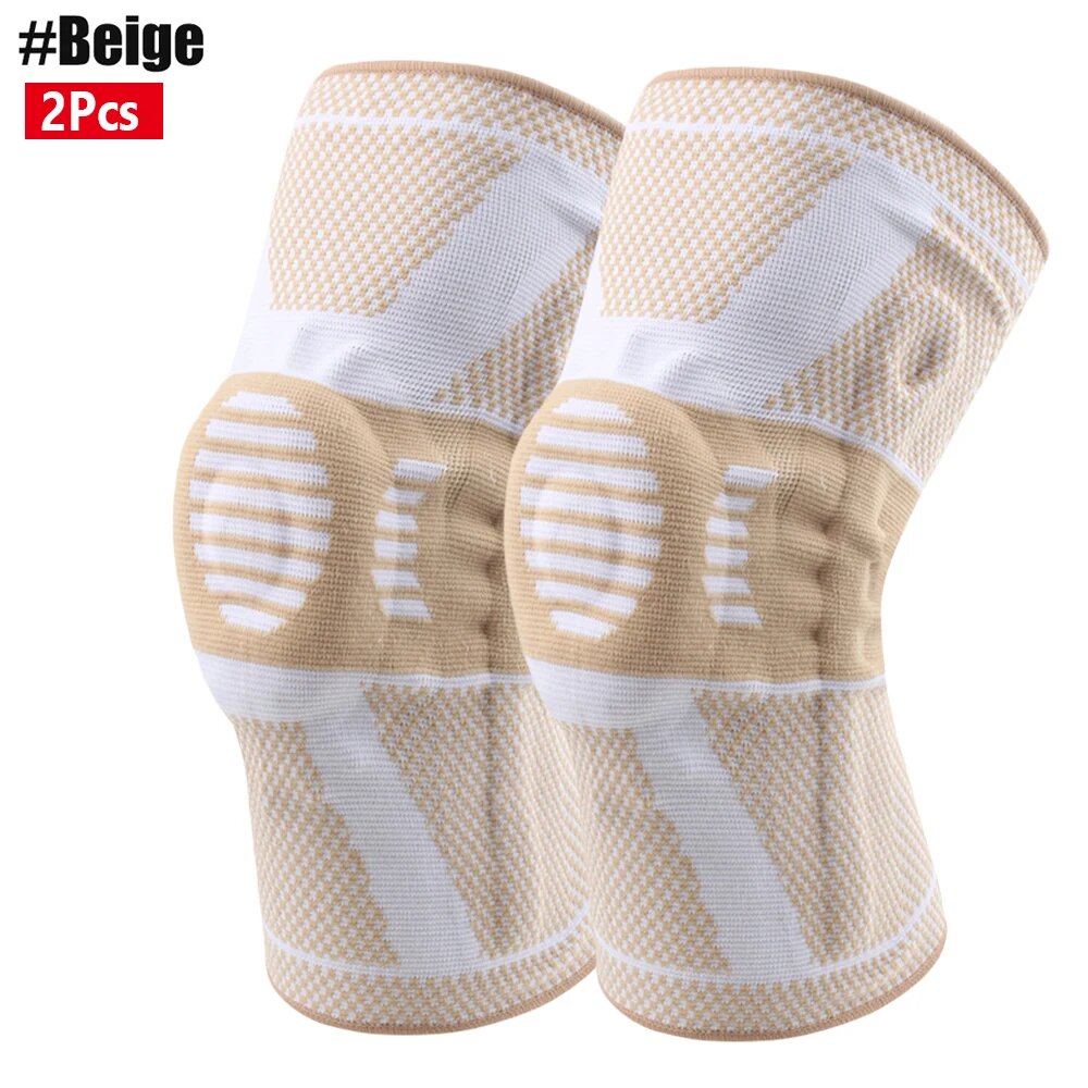 Наколенники SPOSAFE компрессионные 1/2 с гелевой подушечкой Бежевый, M, Beige-2Pcs