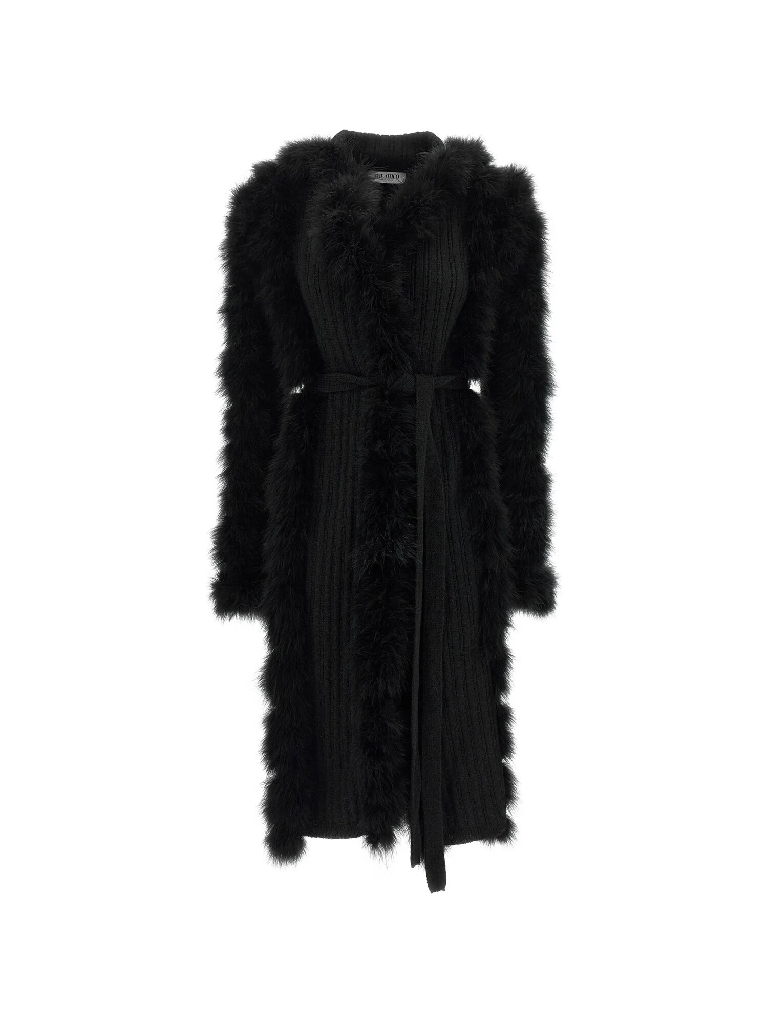 Шуба Waist-belt feather-effect coat