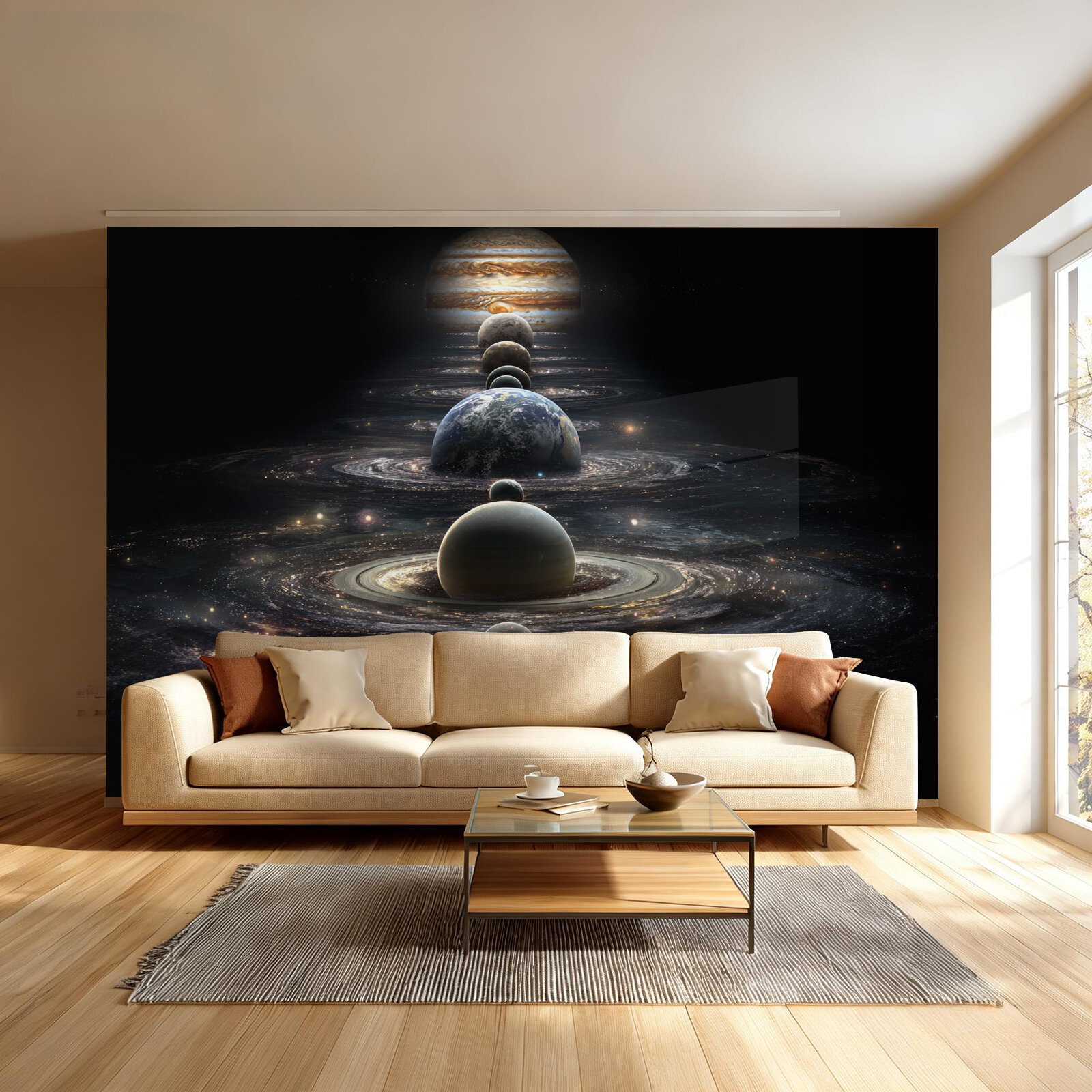 Планета Большие фотообои 3D на холсте, Космос Cамоклеящиеся Матовая фреска, Bлагостойкие 194х136CM