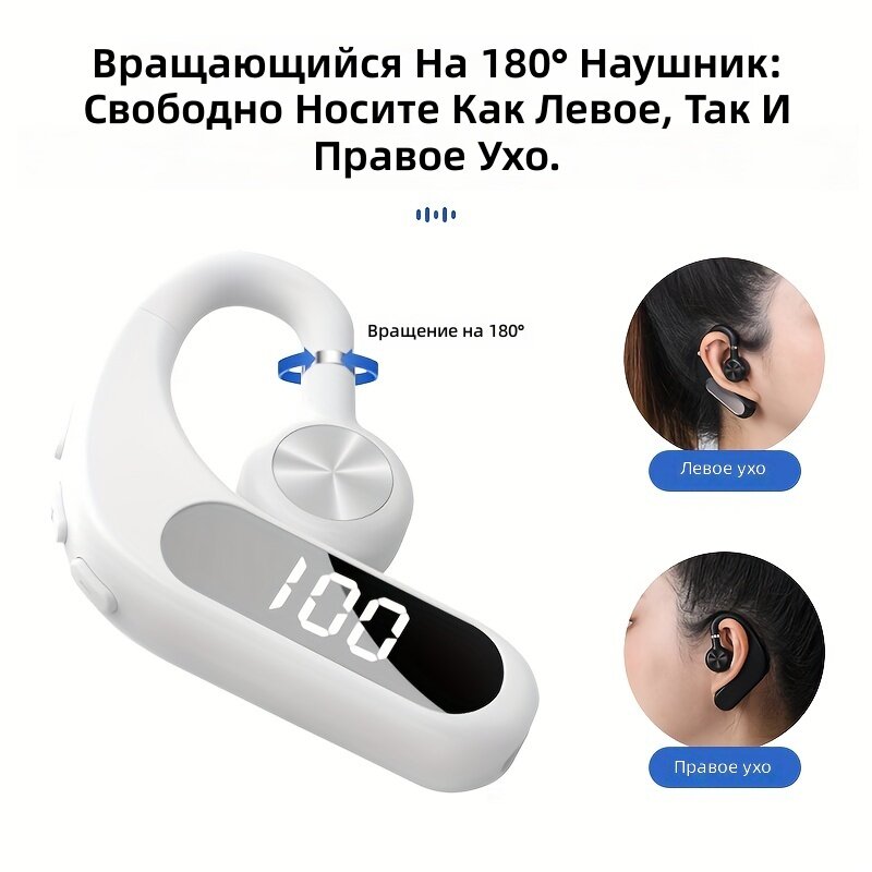 Беспроводные наушники V5.3 True Wireless Stereo с заушным креплением, низкая задержка, низкое энергопотребление, автоматическое включение, эргономичный дизайн, встроенный микрофон, белый цвет