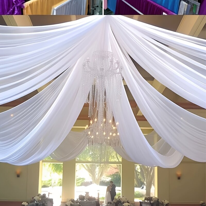 Свадебные декоративные шторы из швейцарского кружева, высокая плотность органзы, для подлокотников, спинок стульев, сетчатая скатерть, потолочные драпировки, 1 шт, белый