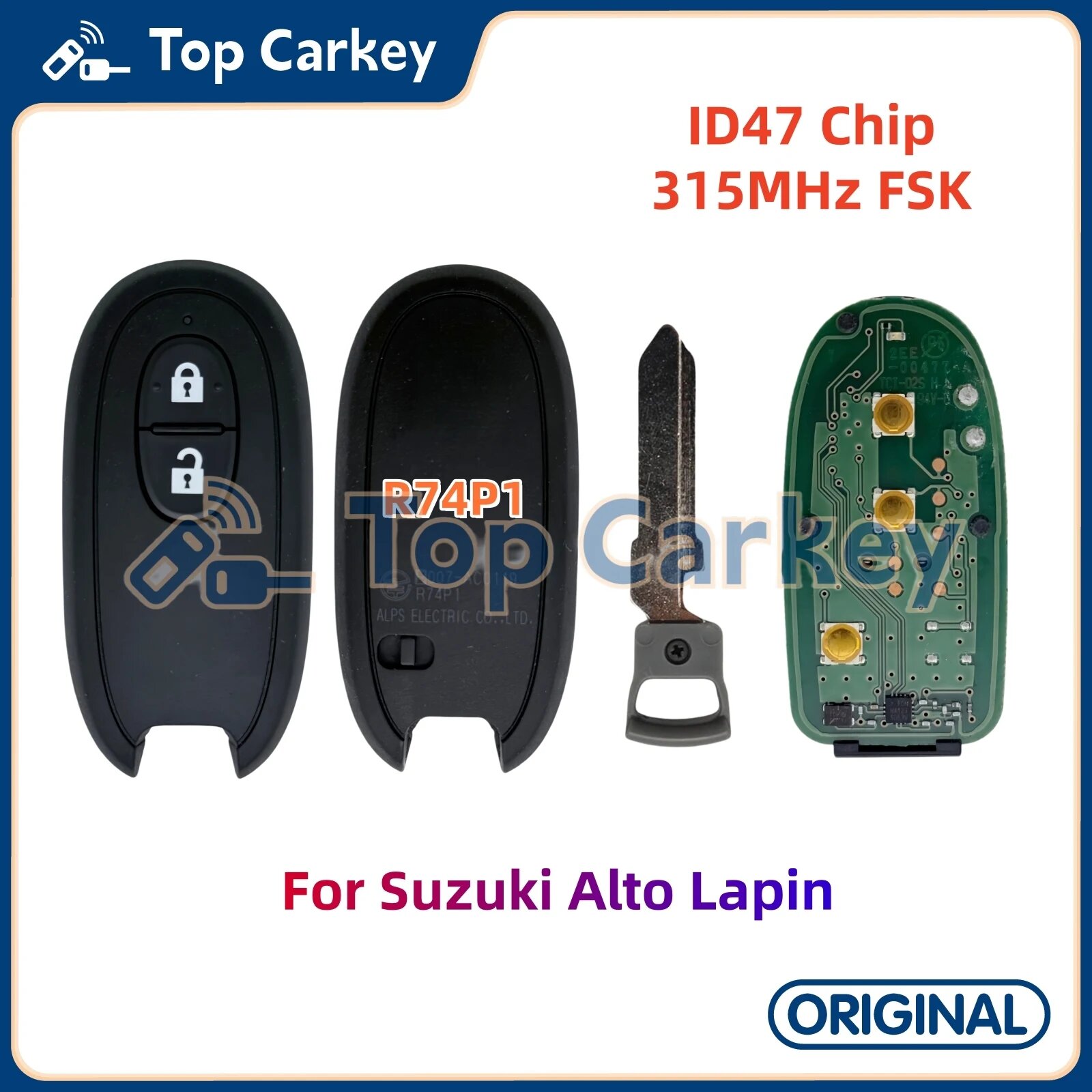 Смарт-ключ TopCarkey R74P1 ID47 315 МГц 2BTN for Lapin
