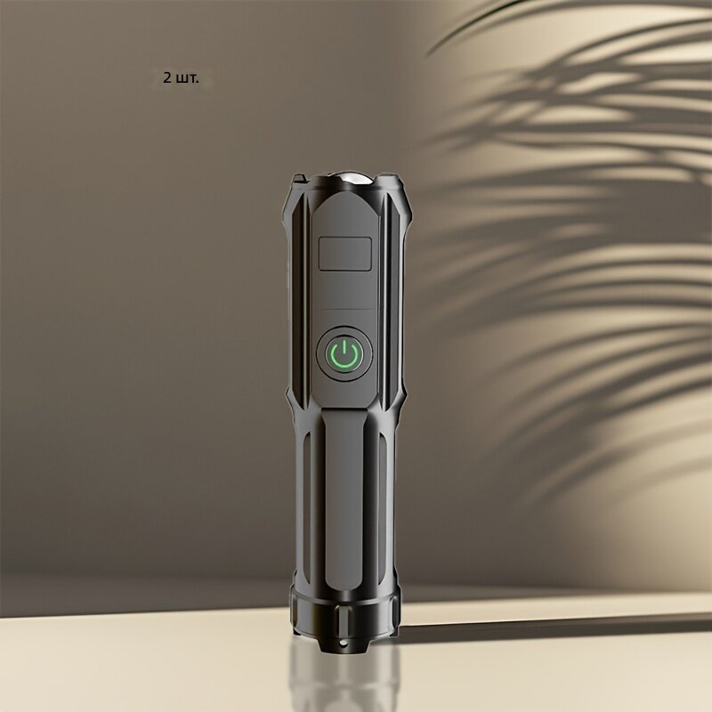 Сверхяркий светодиодный фонарик с USB-C, 24ч работы, 400mAh, зум, 3 режима, 2 шт.