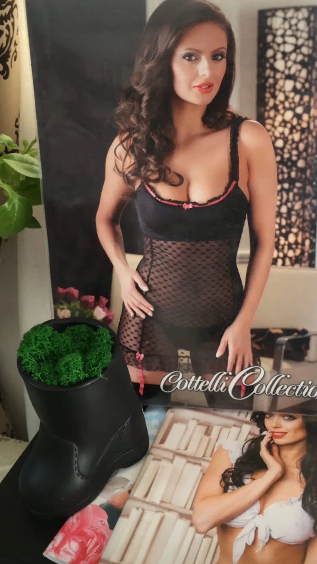 Пеньюар Cottelli Collection, черный, полиэстер, полиамид, U-ворот, пряжка, размер M