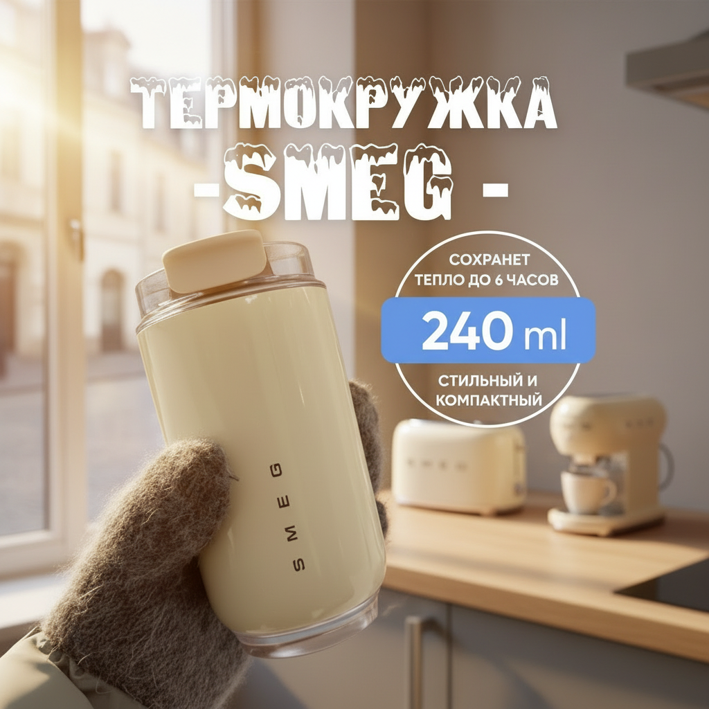 SMEG термокружка 300 мл белоснежного цвета