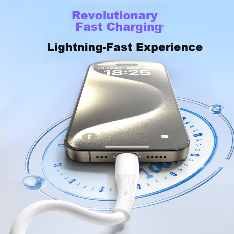 JPLAYER Apple Compatible PD 20W Fast Charging Silicone USB to Lightning Cable 3A 1m White for iPhone 14/13/12 Tablets