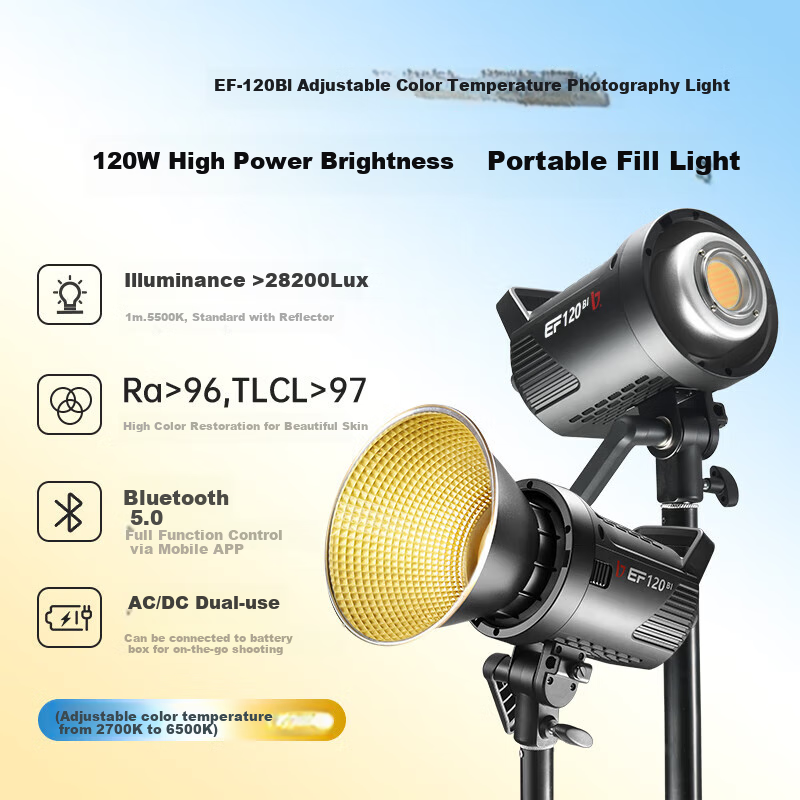 JINBEI EF-120BI Двухцветовая температура светильник для заполнения для портретной съемки светодиодный постоянный свет