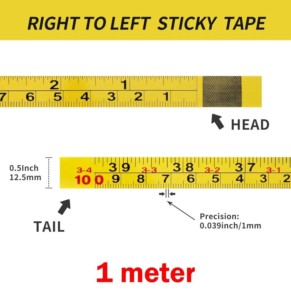 Самоклеящаяся рулетка Stanley 12,5 мм 1 метр Right-to-left-1m