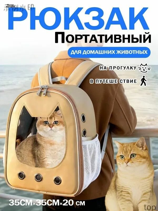 Рюкзак переноска для кошек с иллюминатором, до 8 кг, подходит для кошек и собак