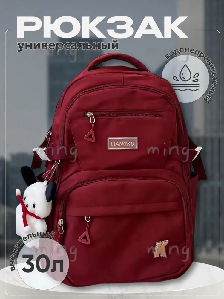 Рюкзак универсальный женский мужской подростковый детский 30 л. красный