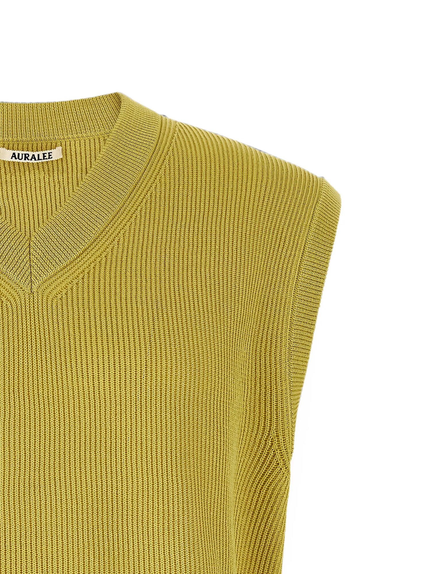 Жилет AURALEE Ribbed-knit V-neck vest, размер 54, светло-желтый — фото 1