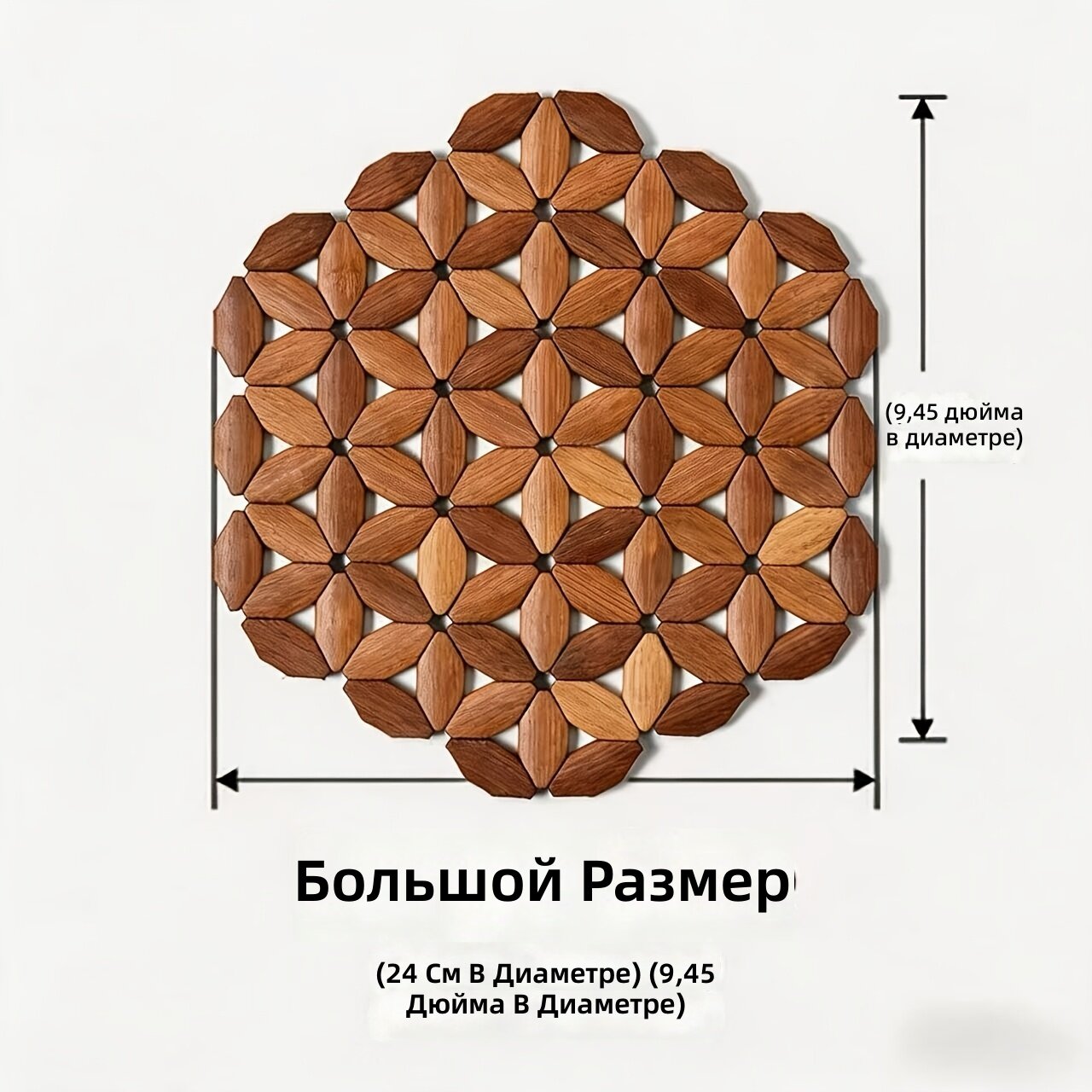 Набор из 2 круглых термостойких антицарапных подставок под горячее для кухни, большой размер
