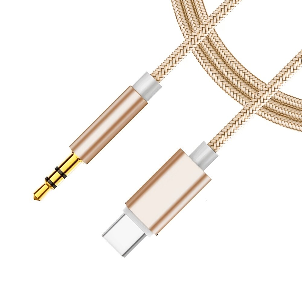 Золотой USB-C на 3.5 мм Hi-Fi аудиоадаптер для iPhone 16/15 Pro Max и Android, для автомобиля и дома