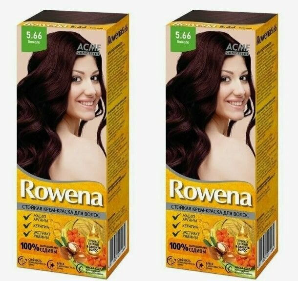 ACME COSMETICS ROWENA Стойкая Крем-Краска для волос, тон 5.66, Божоле, 2 шт