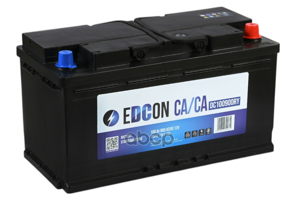 Аккумуляторная батарея! 100Ah 900A +справа 353x175x190 DIN EDCON арт. DC100900RY