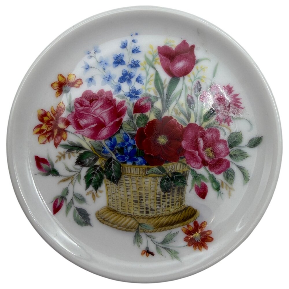 Розетка "Букет в корзине", 9.5 см, фарфор, 1949-1955 гг, Vohenstrauss Johann Seltmann, Германия (2)