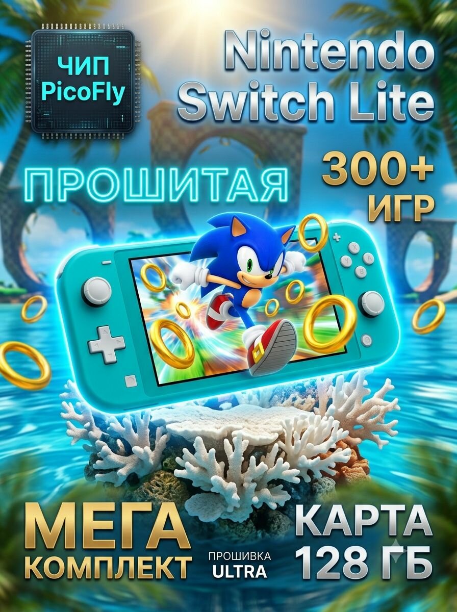 Новая Nintendo Switch Lite 128Gb (чип PicoFly), прошивка ULTRA, бирюзовая