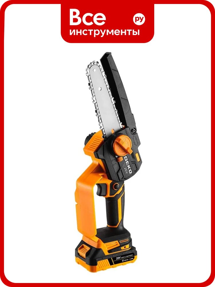 Пила цепная аккумуляторная DEKO DKCHS 20-6 PRO, 4 и 6, 20В, 2x2.2Ач, 2 шины и 2 цепи в кейсе 083-2012