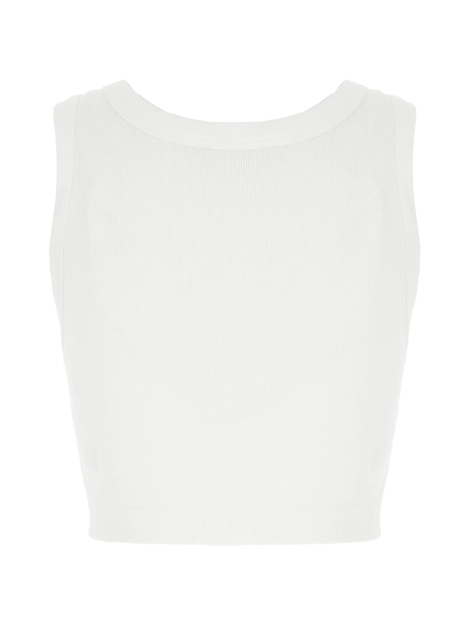 Топ DOLCE & GABBANA Ribbed logo cropped top, размер 38, бежевый/белый — фото 1