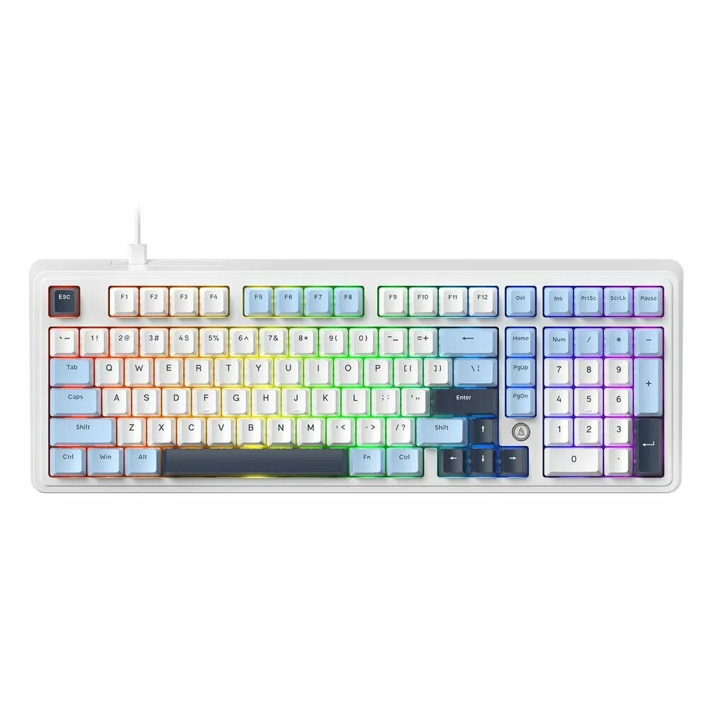 Ajazz Игровая клавиатура проводная AK980 Проводная клавиатура, Русская раскладка, темно-серый, темно-коричневый
