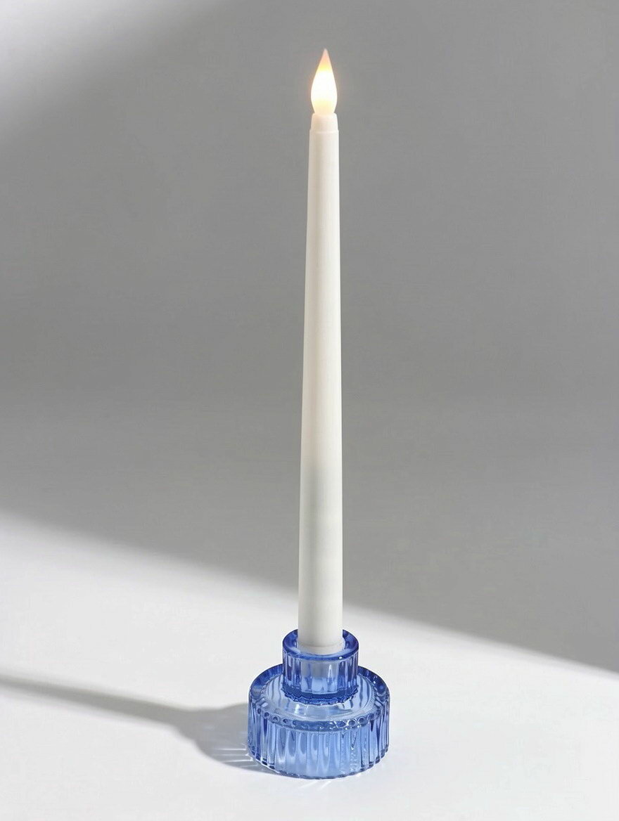 Подсвечник стеклянный "Рибс", 6.3x6.3x5.5 см, d=2.5 / 5.5 см, 2 шт.