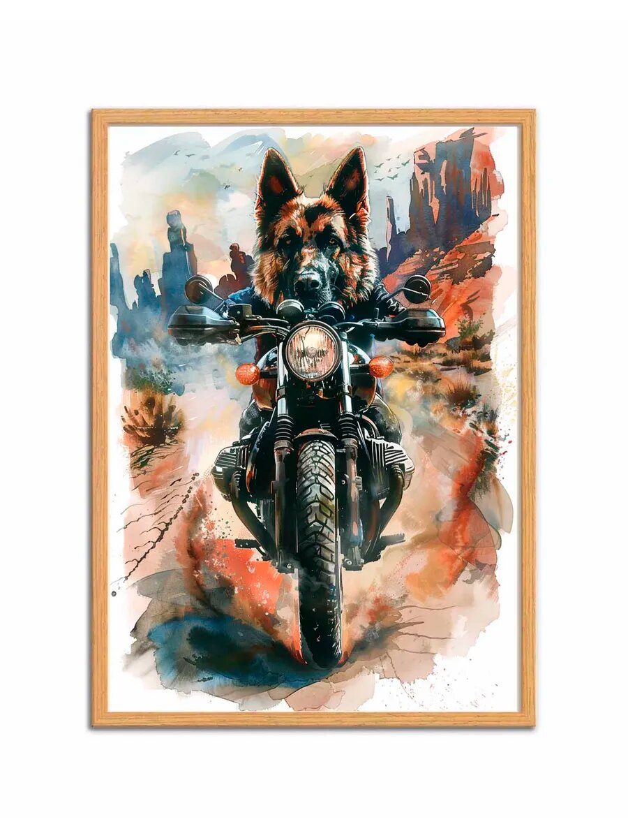 Немецкая овчарка Байкер 3, Плакат 30x42см