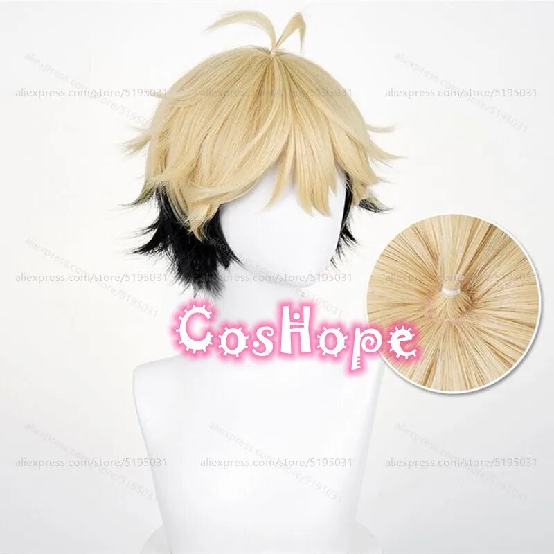 CosHope Феликс короткий светлый русый чёрный смешанный синтетический парик