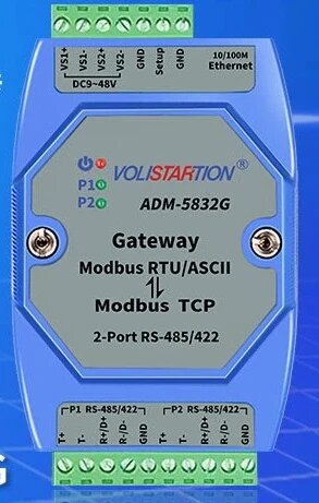 Промышленный шлюз Modbus 2 портов RS485/422 Modbus RTU в Modbus TCP