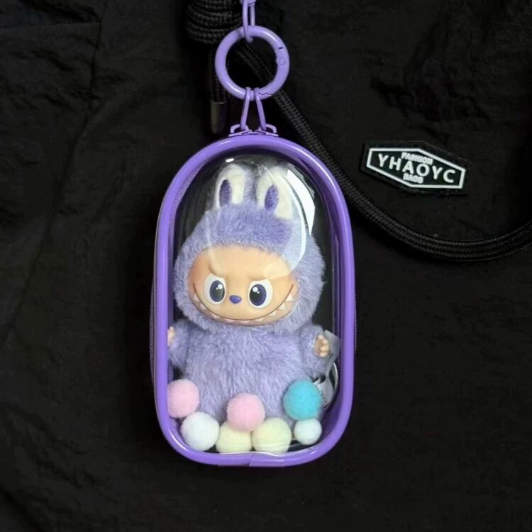 Фиолетовая эксклюзивная сумка для хранения серии Heart Password Pop Mart с сердечным крючком и плюшевым шариком, 82