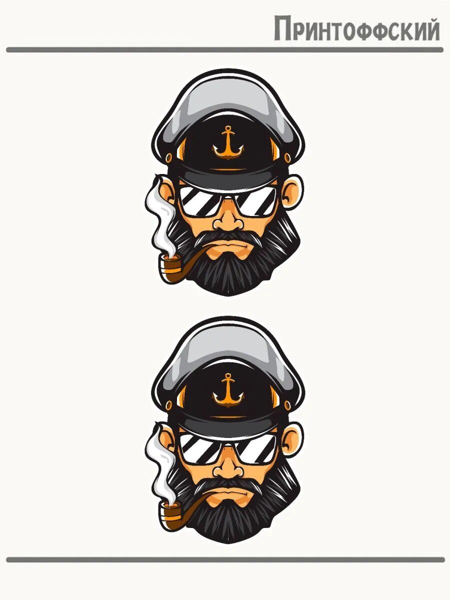 2-е (Две) Термонаклейки моряк капитан