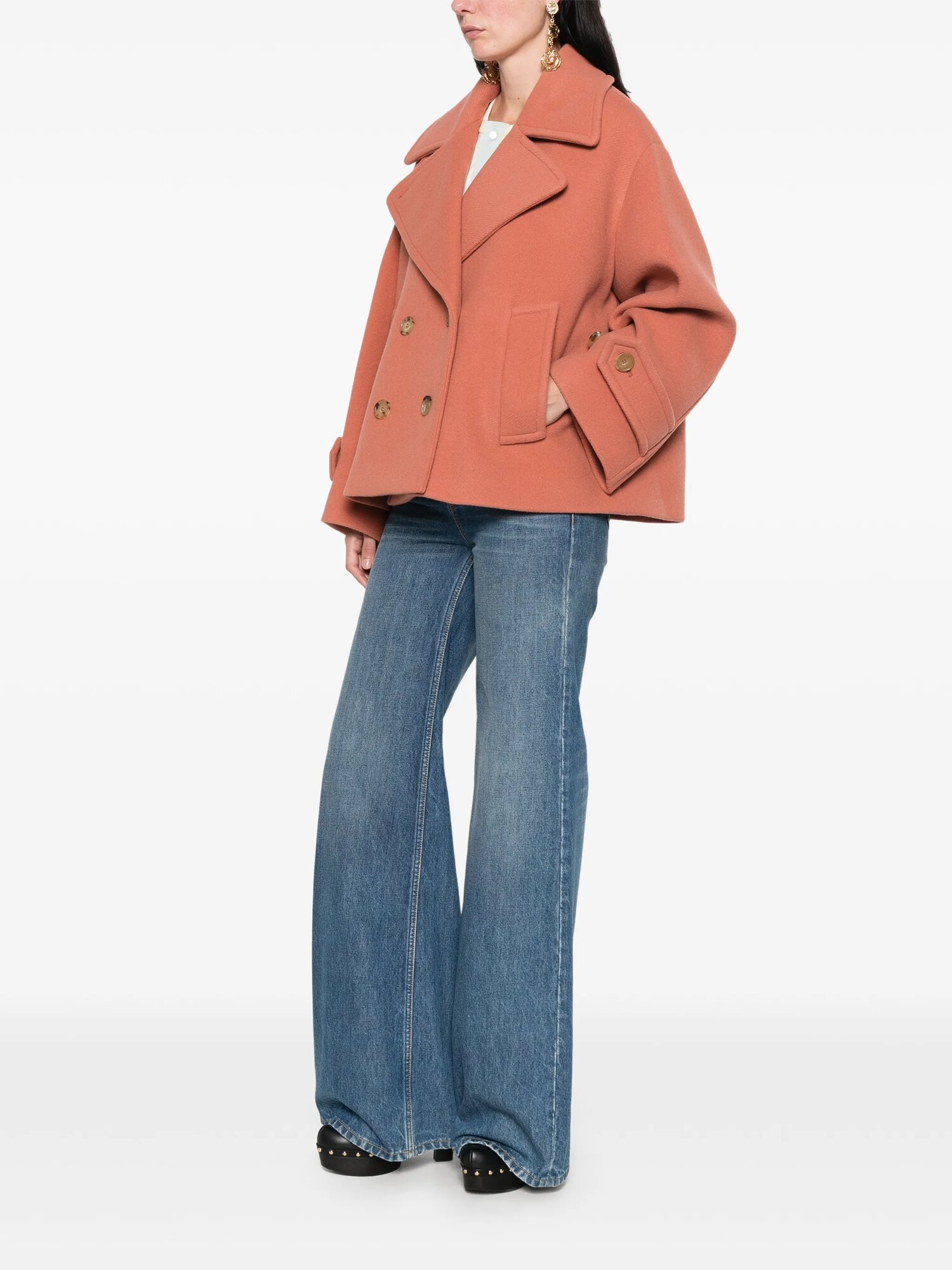 Куртка Chloe Double-breasted oversized jacket, размер 34, оранжевый — фото 1