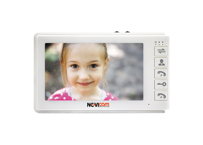SMILE 7C Novicam v.4820 - аналоговый видеодомофон; дисплей 7"; механические кнопки; до 2 вызывных панелей, 3 доп. домофонов, 3 аудиотрубок; Адаптирован с координатными домофонами VIZIT, CYFRAL, ELTIS, Метаком, без функции записи