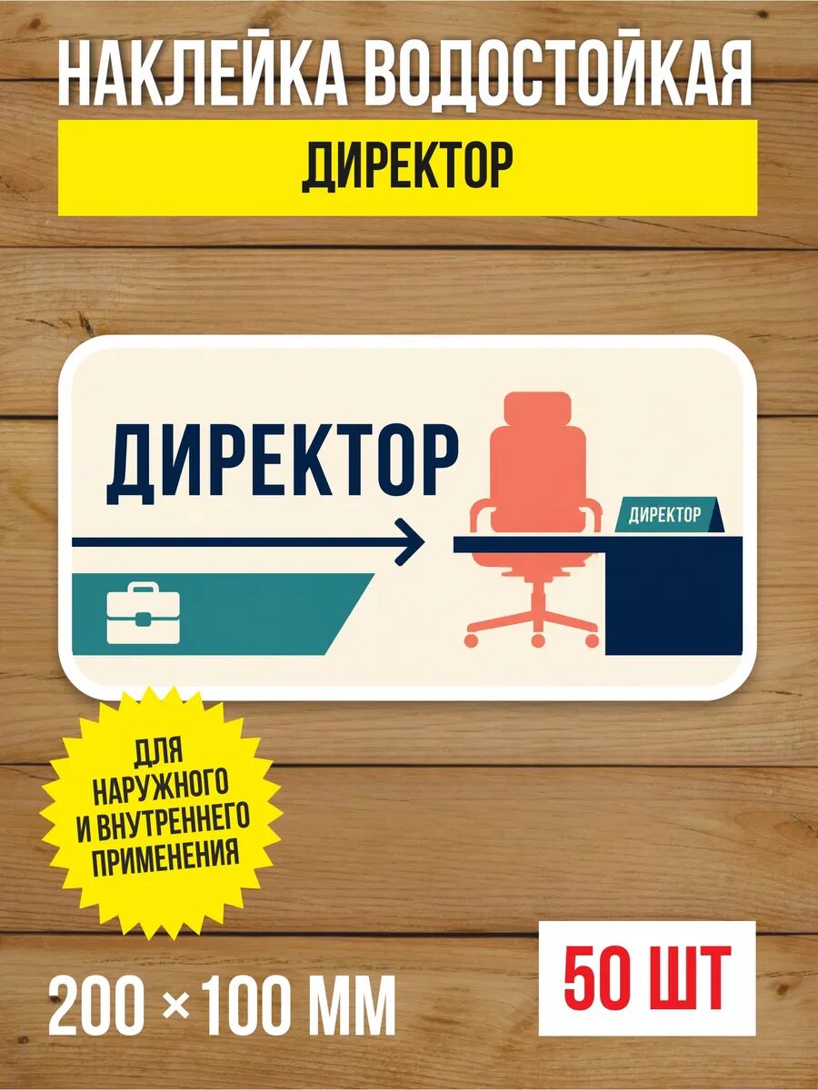 Наклейка «Директор» виниловая, 200х100 мм, 50 шт
