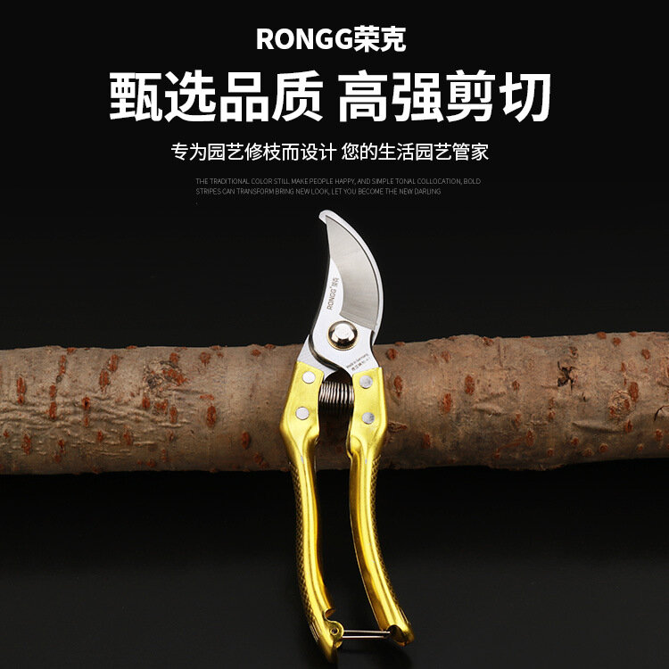 Rongke 168-V7 профессиональные садовые ножницы для обрезки с комплектом аксессуаров - Золотой
