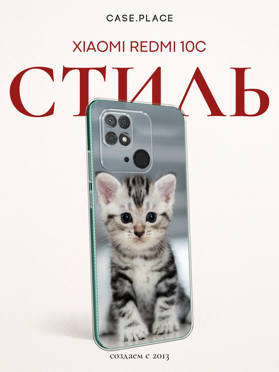 Чехол на Xiaomi Redmi 10C / Сяоми Редми 10С с принтом Полосатый котёнок