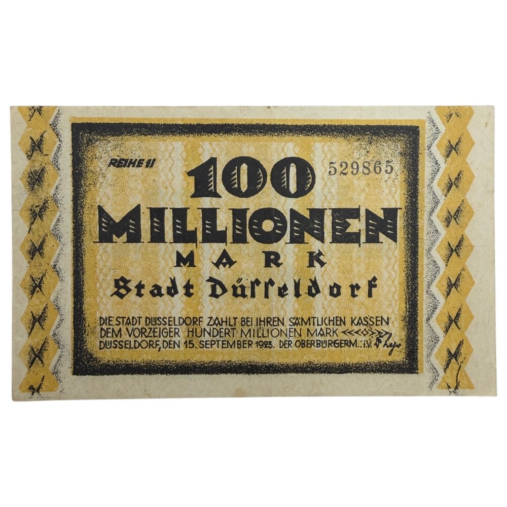 Веймарская республика, Дюссельдорф 100000000 (100 миллионов) марок 1923 г. (15.09) (Серия 2)