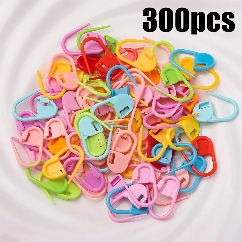Пластиковые булавки для вязания, 300pcs, разноцветные