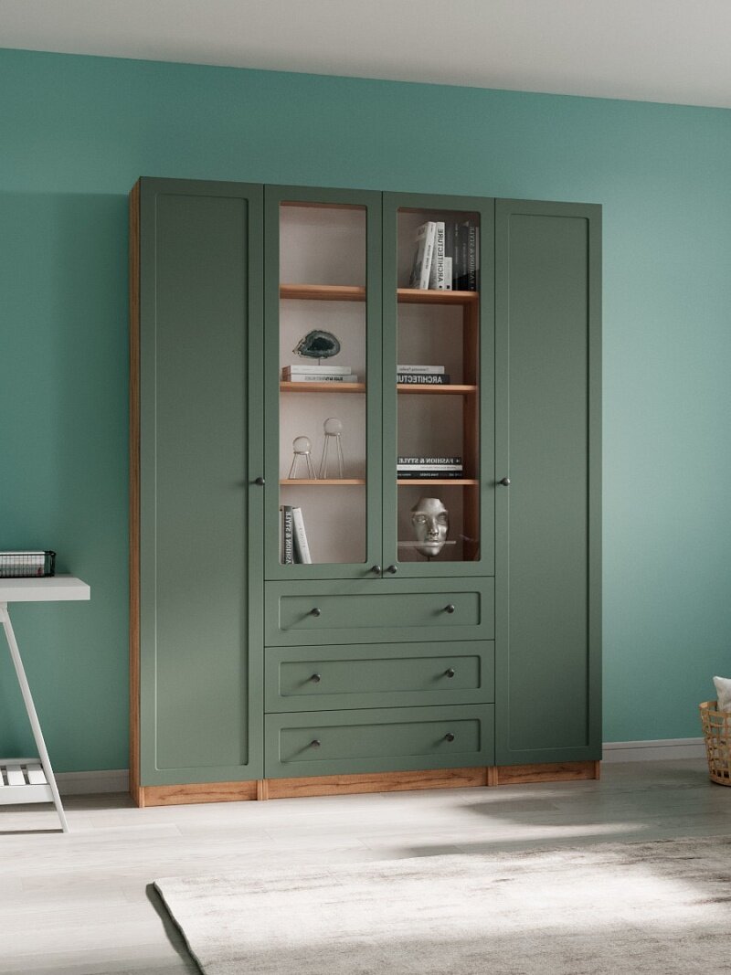 Библиотека МебельЛэнд24 Билли Стольмин 45 Шарли Green 160x30x202 зеленый для книг