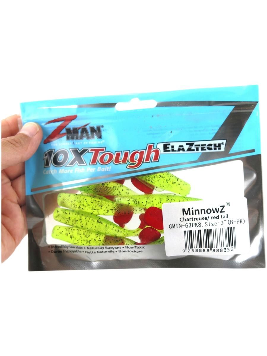 Плавающая силиконовая приманка Z-Man MinnowZ 3.0" 76мм (8шт/уп), приманка джиговая на хищника