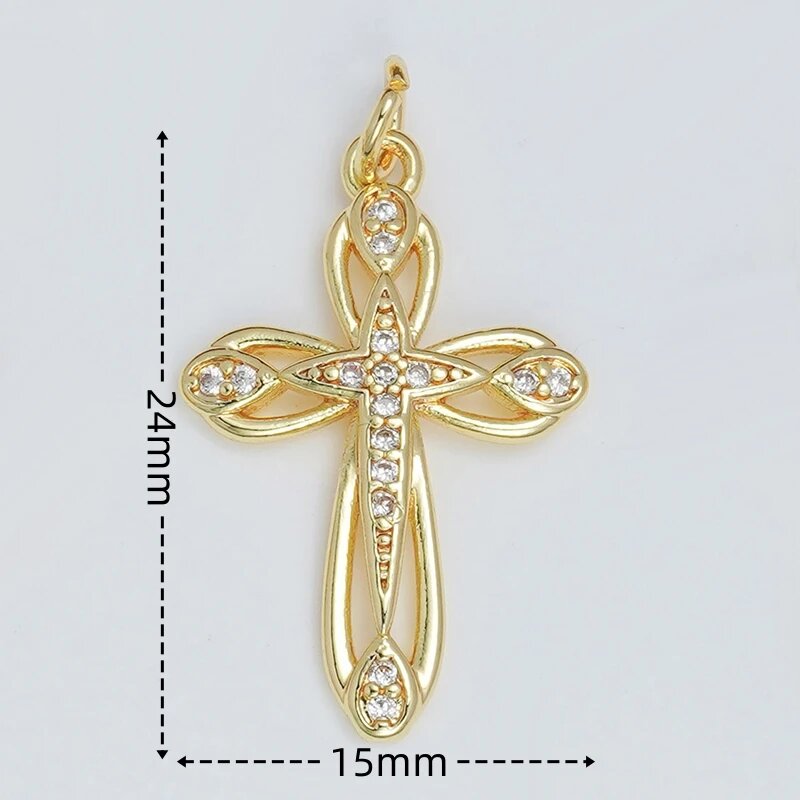 2 шт. подвески из латуни с кубическим цирконием LJRIVER DZ0499-Gold
