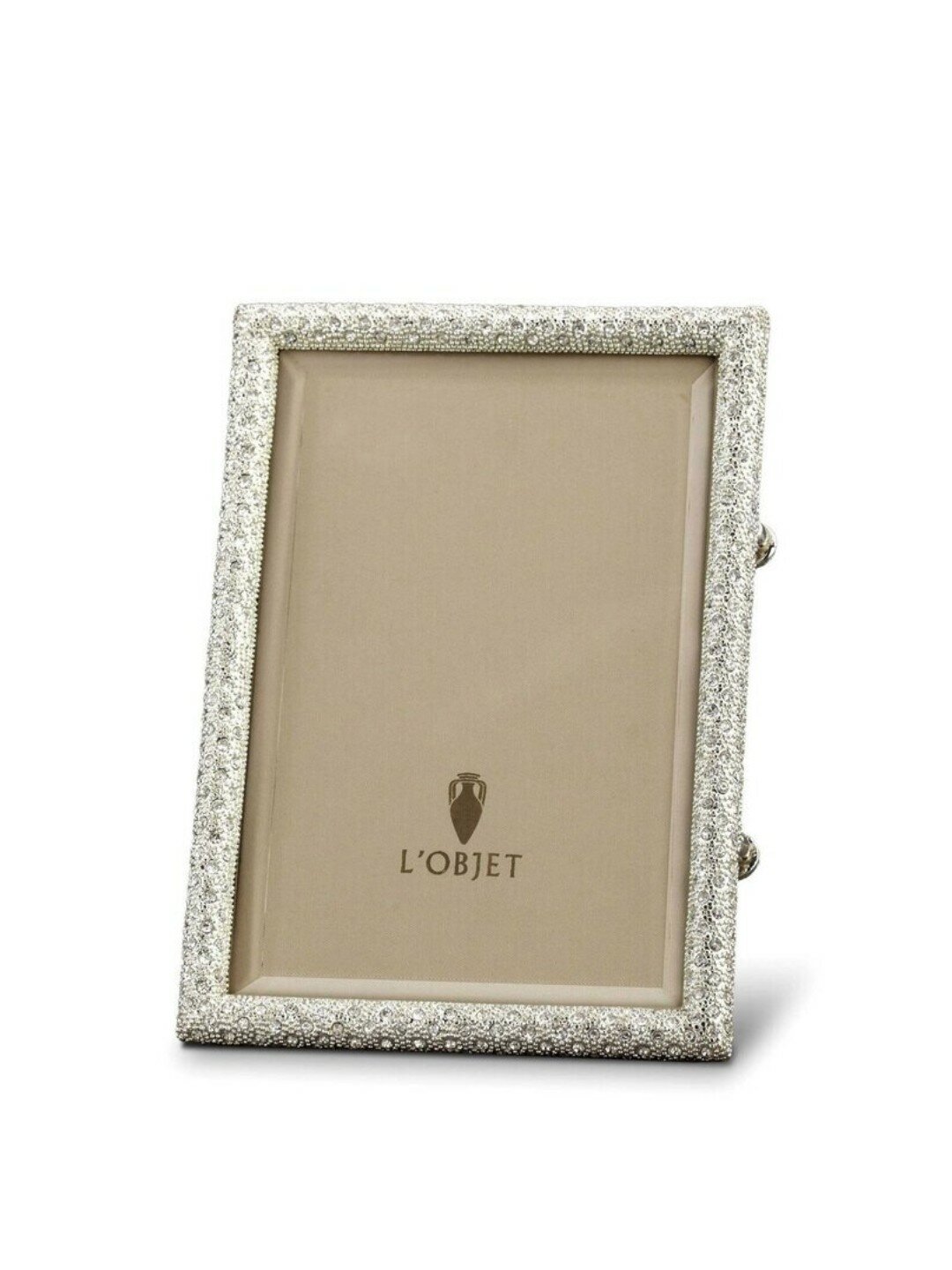 Фоторамка, L'Objet, Rectangular Pave, 20х25 см, платина, кристалы Swarovski, стекло, кожа, дизайн США