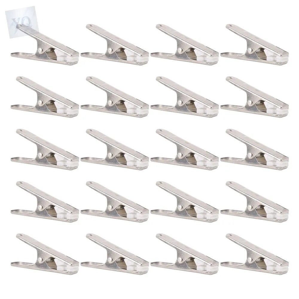 Прищепки для белья 20 шт. Металлические прищепки серебристого цвета для сушки белья, длина 6 см