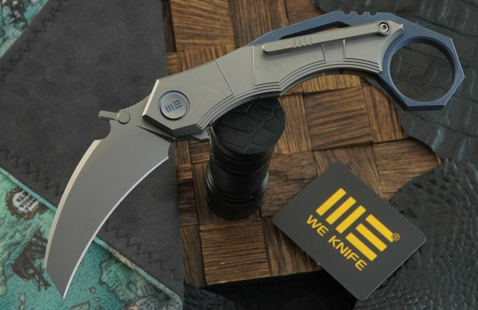 Складной нож We Knife Tayra, сталь M390, SW, рукоять титан/серое анодирование