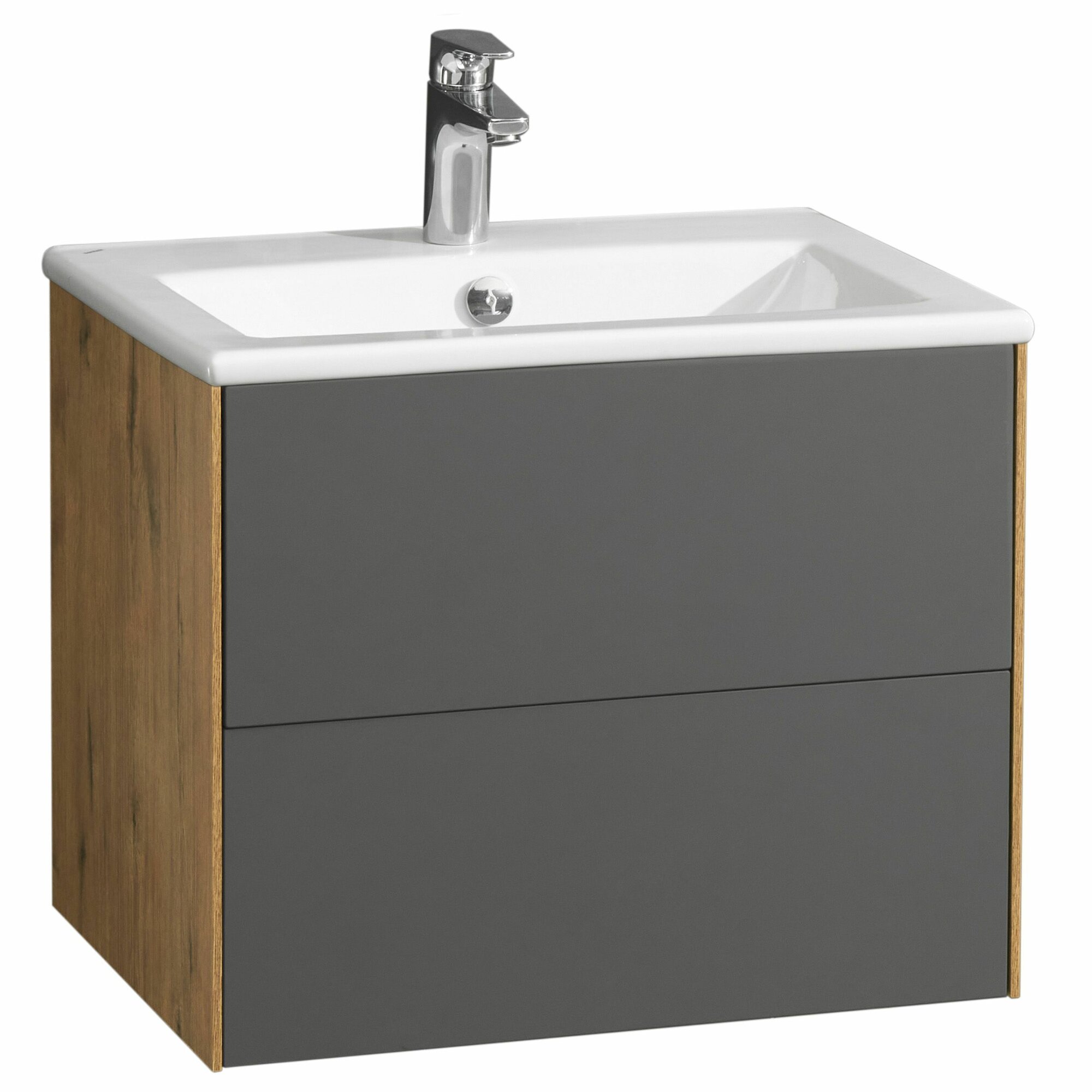 Набор AQUATON Тумба Сохо 60 дуб веллингтон с раковиной Элина 60 1A2580K1AJA00